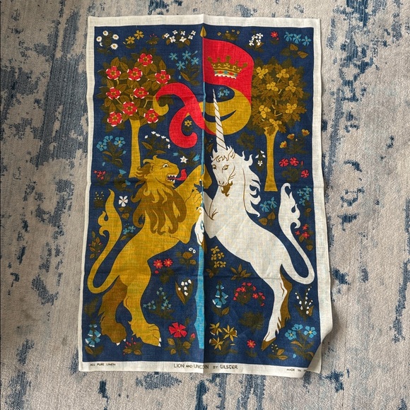 Vintage | Accents | Vintage Lion And Unicorn By Ulster Linen Cloth ...
